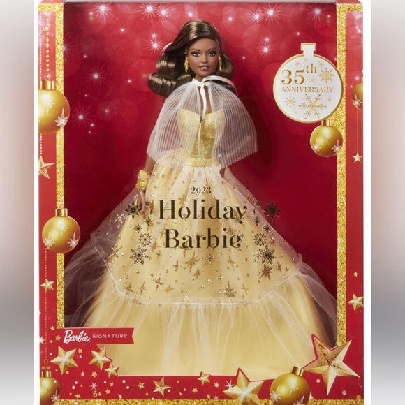 Mattel | Toys | Barbie Signature Doll 223 Holiday Yellow Dressdark ...